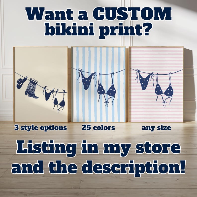 Bikini Art Print, Printable Red Bikini Beach Illustration, Bikini ...