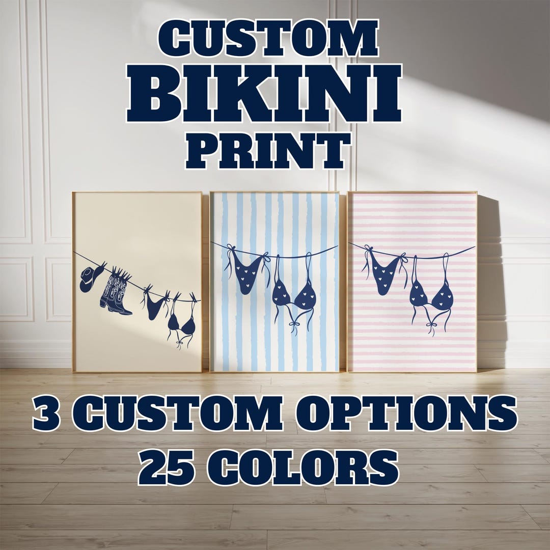 CUSTOM Bikini Art Print Printable Bikini Beach Illustration Bikini ...