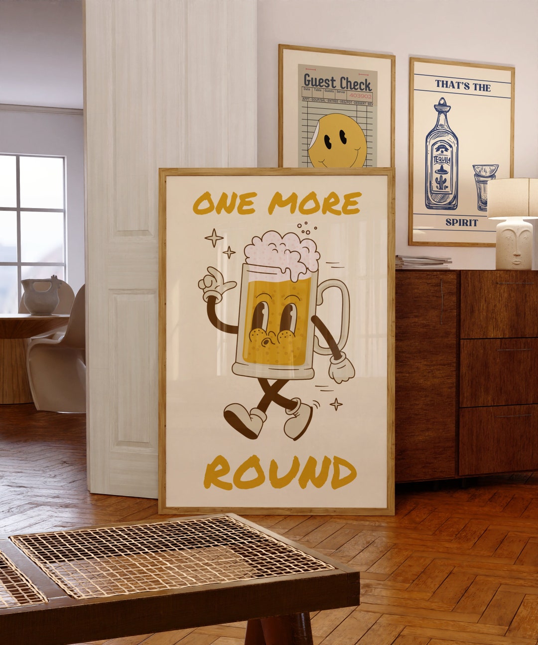 Retro Beer Print, One More Round Print, Bar Cart Art, Retro Alcohol ...
