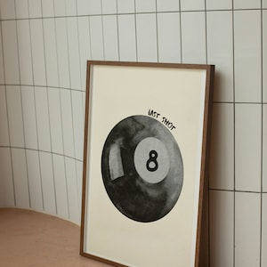 Vintage 8 Ball Art Retro Casino Print Vintage Pool Ball Print Hand ...