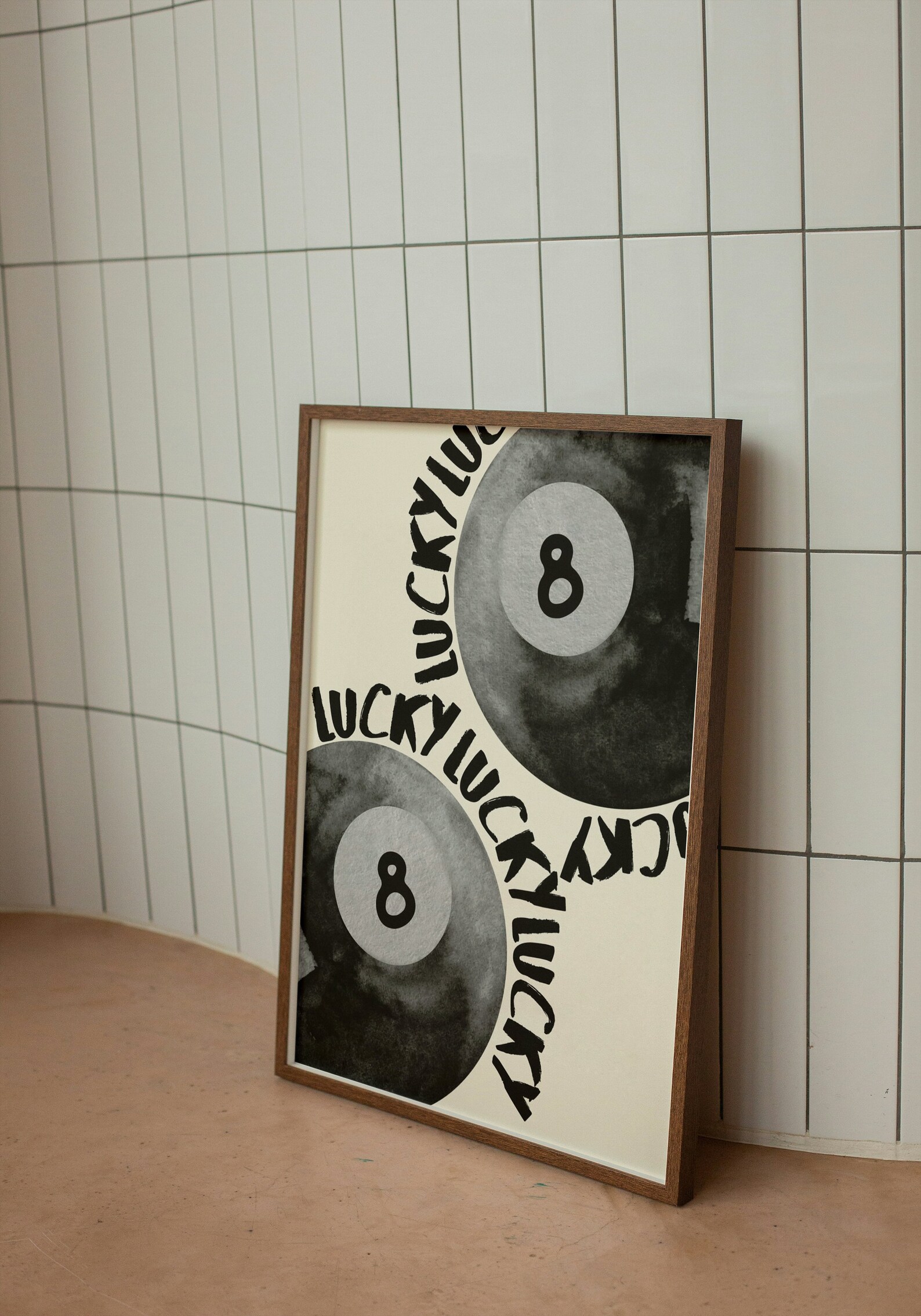Vintage Pool 8 Ball Print Retro Hand-drawn Wall Art Trendy Lucky 8 Ball ...