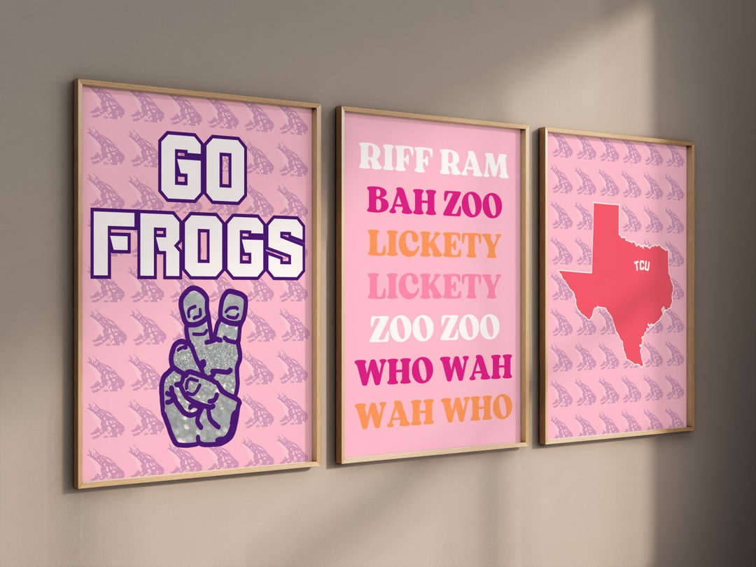 Preppy TCU Wall Art Girly Dorm Decor TCU Decoration Purple Horned Frogs ...