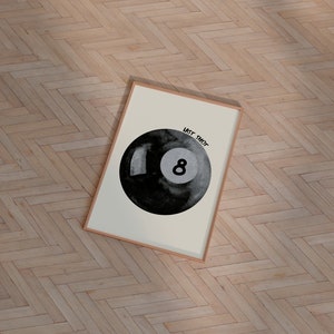Vintage 8 Ball Art Retro Casino Print Vintage Pool Ball Print Hand ...
