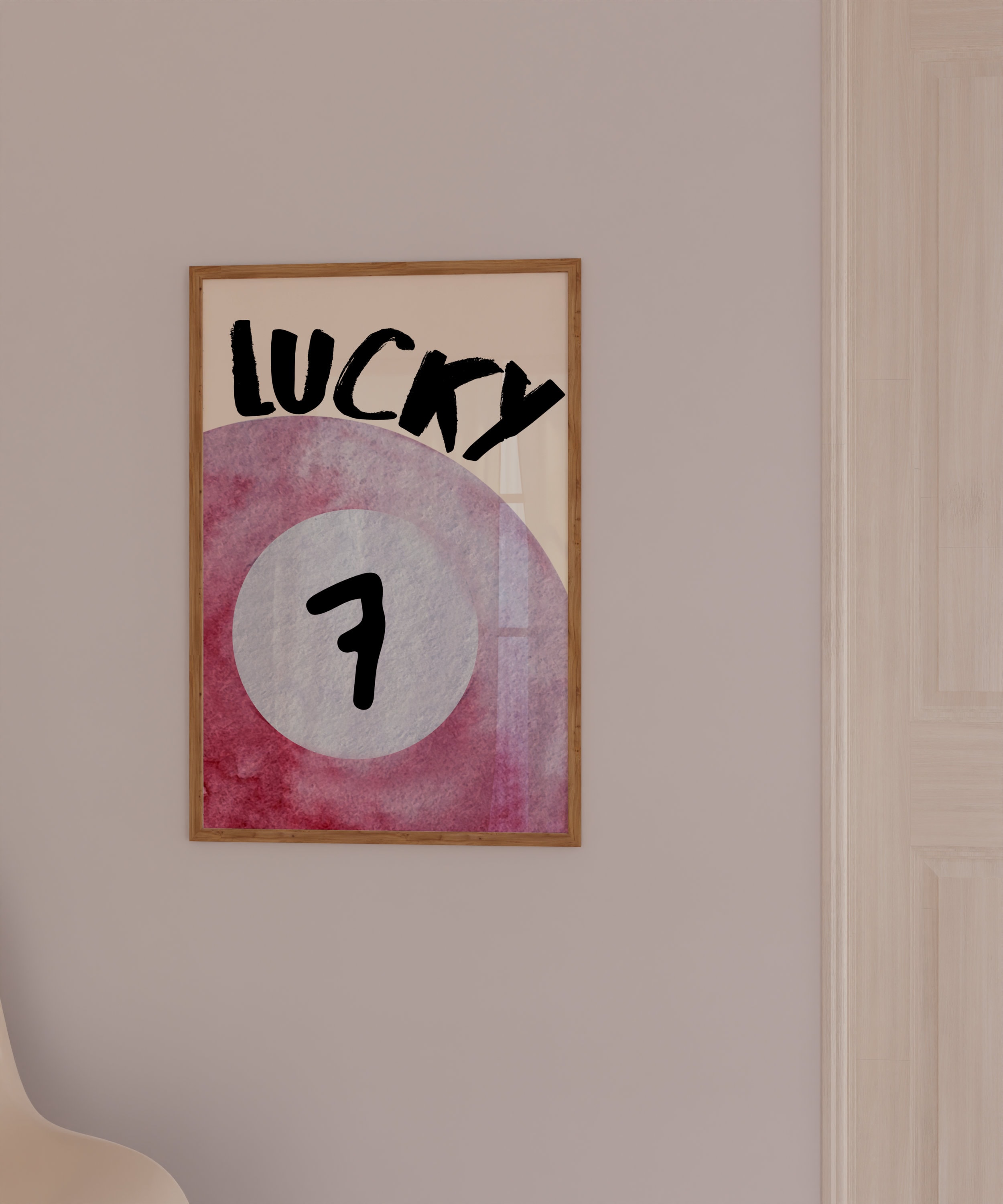 Vintage Pool Ball Print Retro Hand-drawn Wall Art Trendy Lucky 7 Ball ...