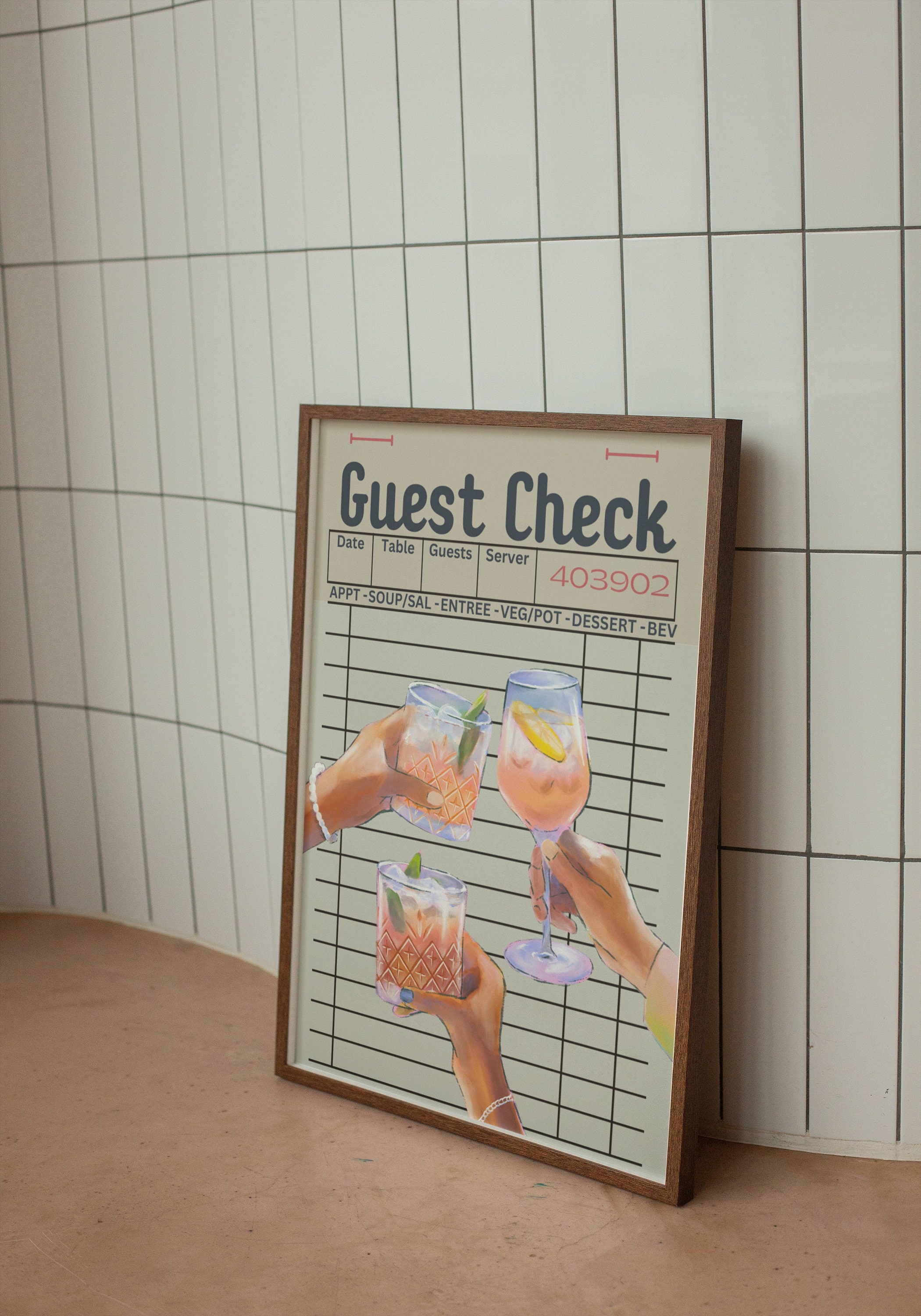 Guest Check Cheers Cocktail Printable, Guest Check Print, Bar Cart ...