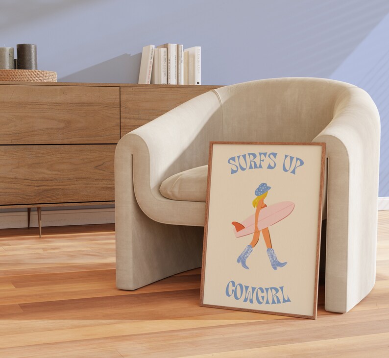 Coastal Cowgirl Printable, Surfs up Coast Cowgirl Print, Cowgirl Surfer ...