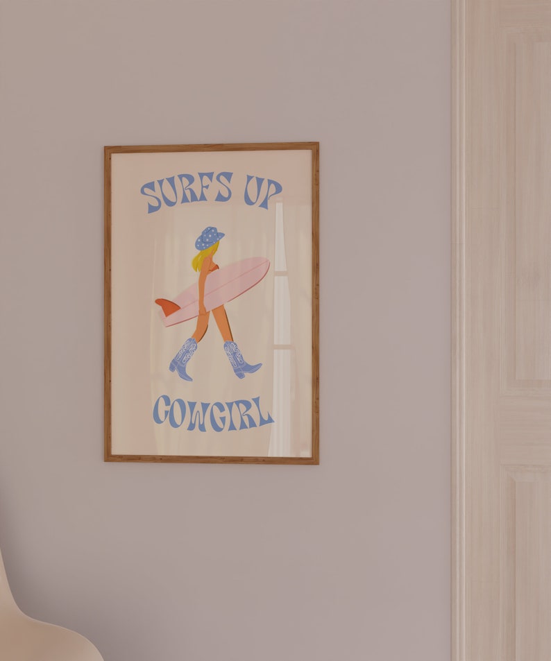Coastal Cowgirl Printable, Surfs up Coast Cowgirl Print, Cowgirl Surfer ...