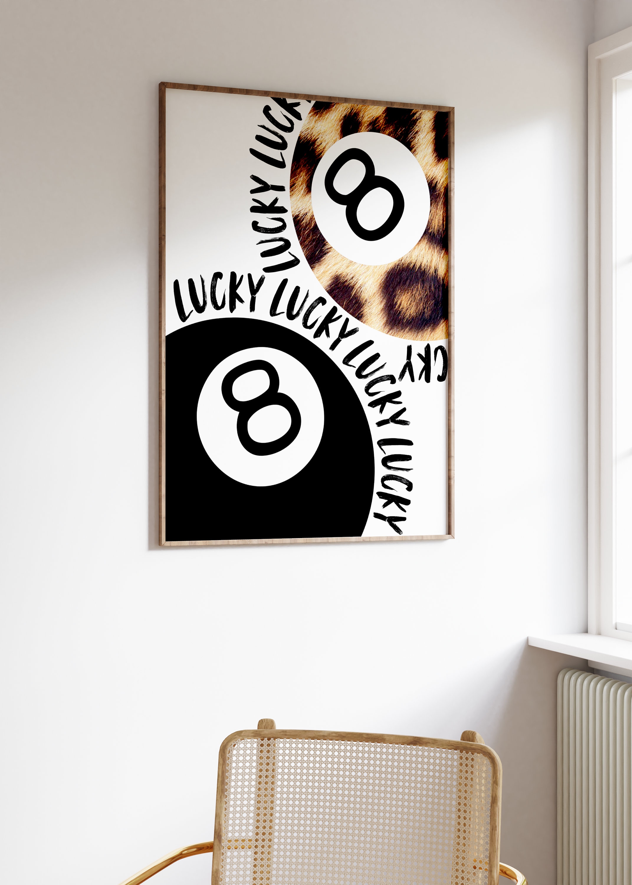 8 Ball Leopard Print, Retro Hand-drawn Wall Art Trendy Lucky 8 Ball ...
