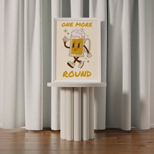 Retro Beer Print, One More Round Print, Bar Cart Art, Retro Alcohol ...