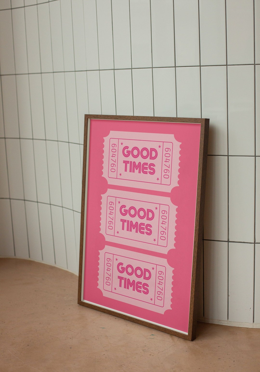 Retro Pink Ticket Wall Art, Trendy Printable for Bar Cart, Pink Ticket ...