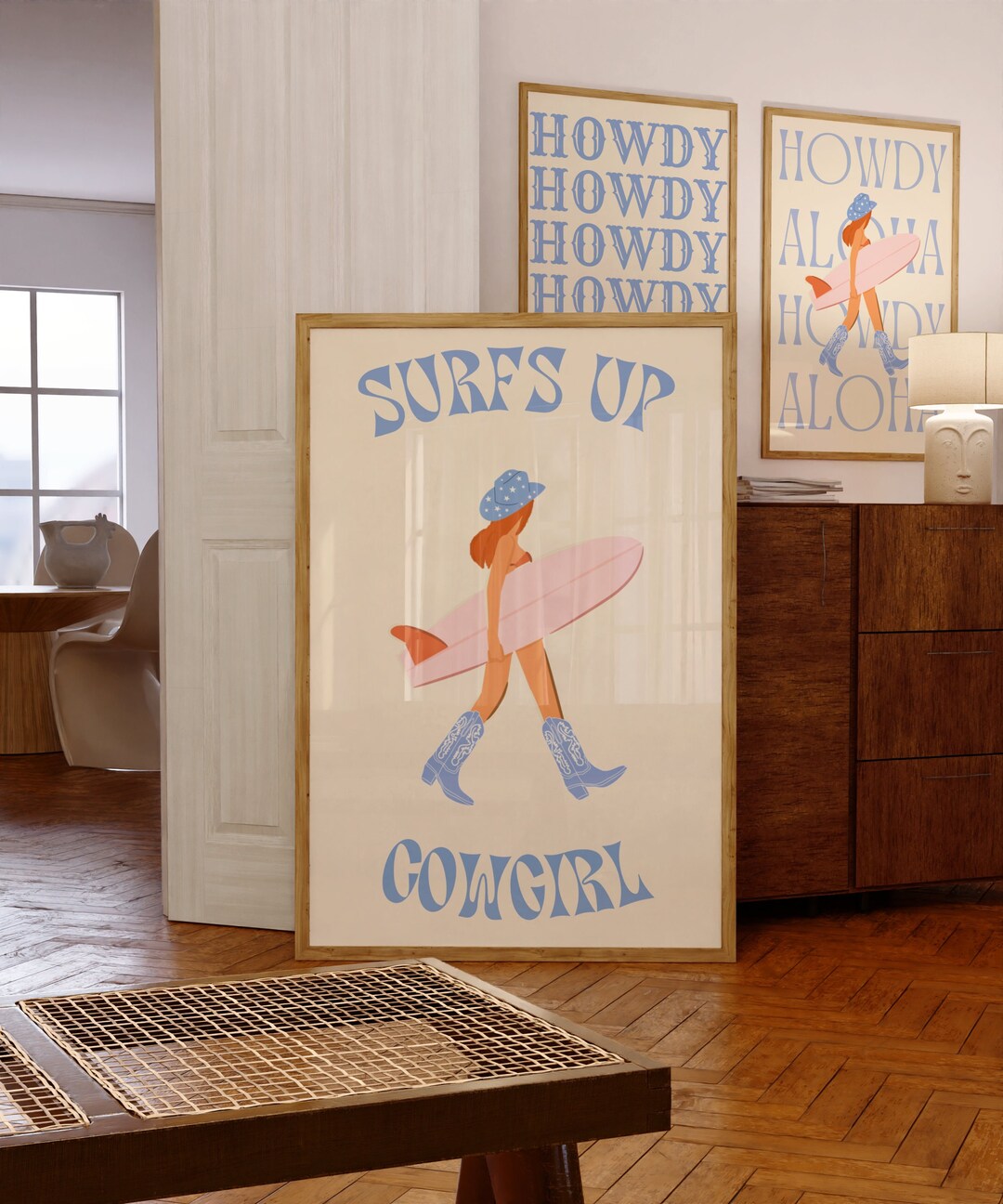Coastal Cowgirl Printable, Surfs up Coast Cowgirl Print, Cowgirl Surfer ...