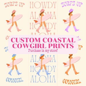 Coastal Cowgirl Printable, Surfs up Coast Cowgirl Print, Cowgirl Surfer ...