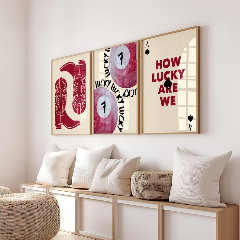 How Lucky Are We Set of 3, Coastal Cowgirl Print Bundle College ...