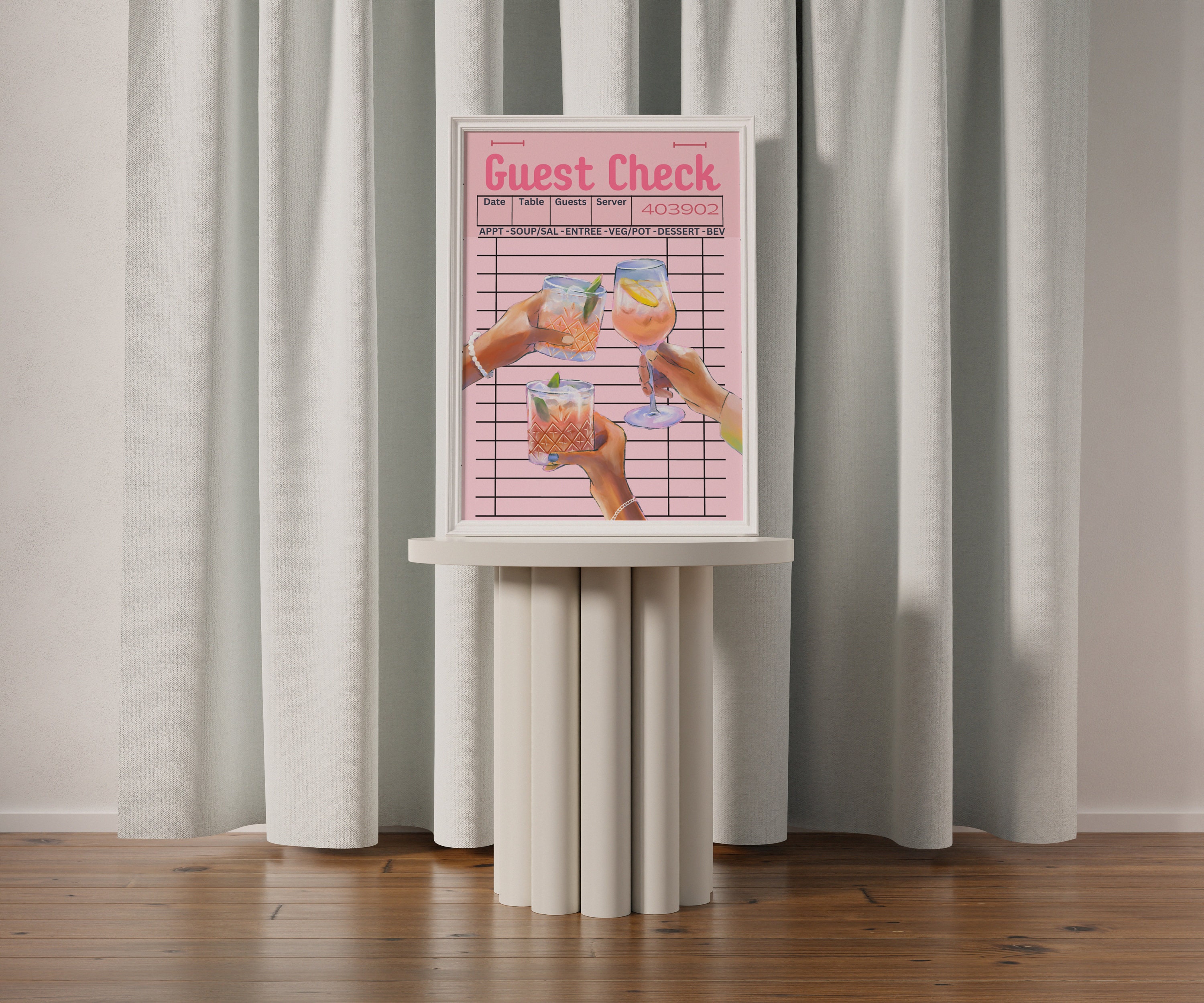 Guest Check Cheers Cocktail Printable Pink Guest Check Print - Etsy