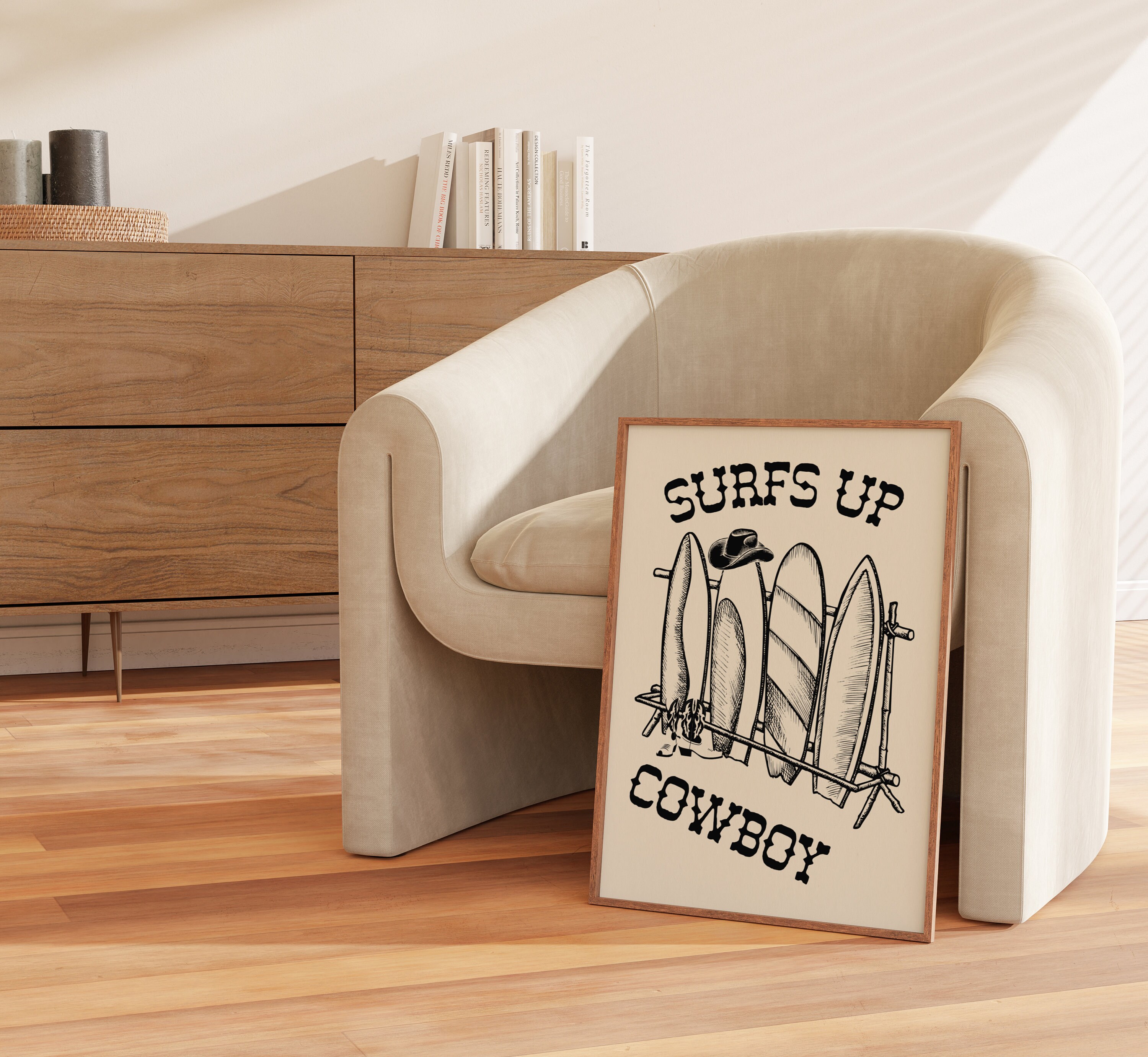 Surfs up Cowboy Print Vintage Western Cowboy Poster Trendy Coastal ...
