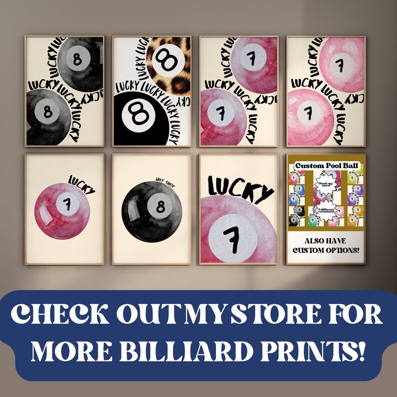 8 Ball Leopard Print, Retro Hand-drawn Wall Art Trendy Lucky 8 Ball ...