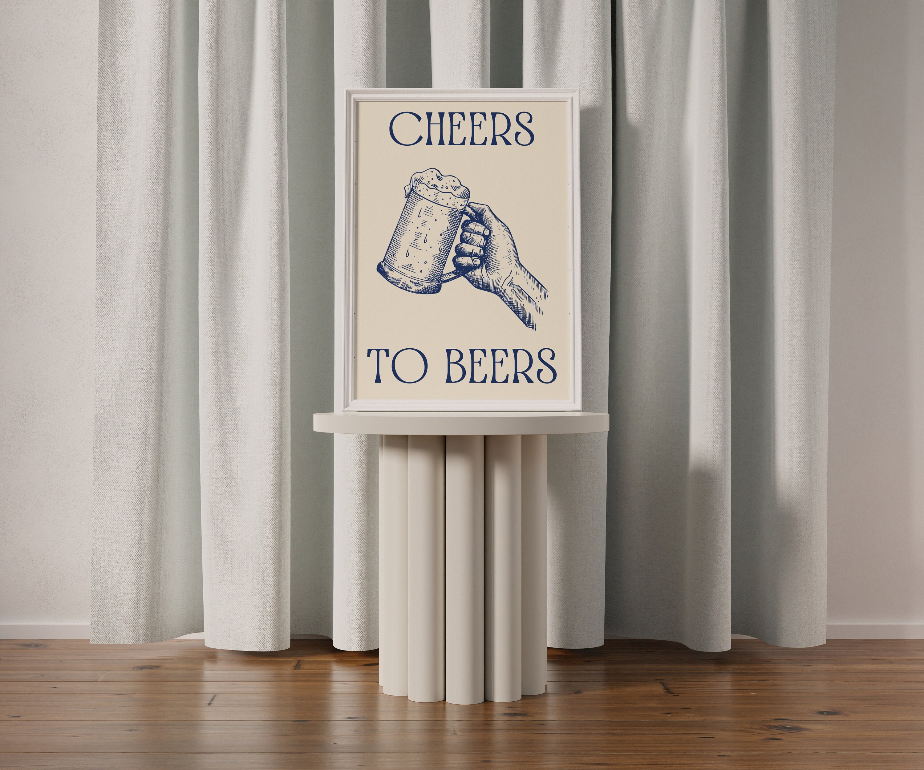 Retro Beer Print, Minimalist Beer Print, Bar Cart Print, Funny Beer ...