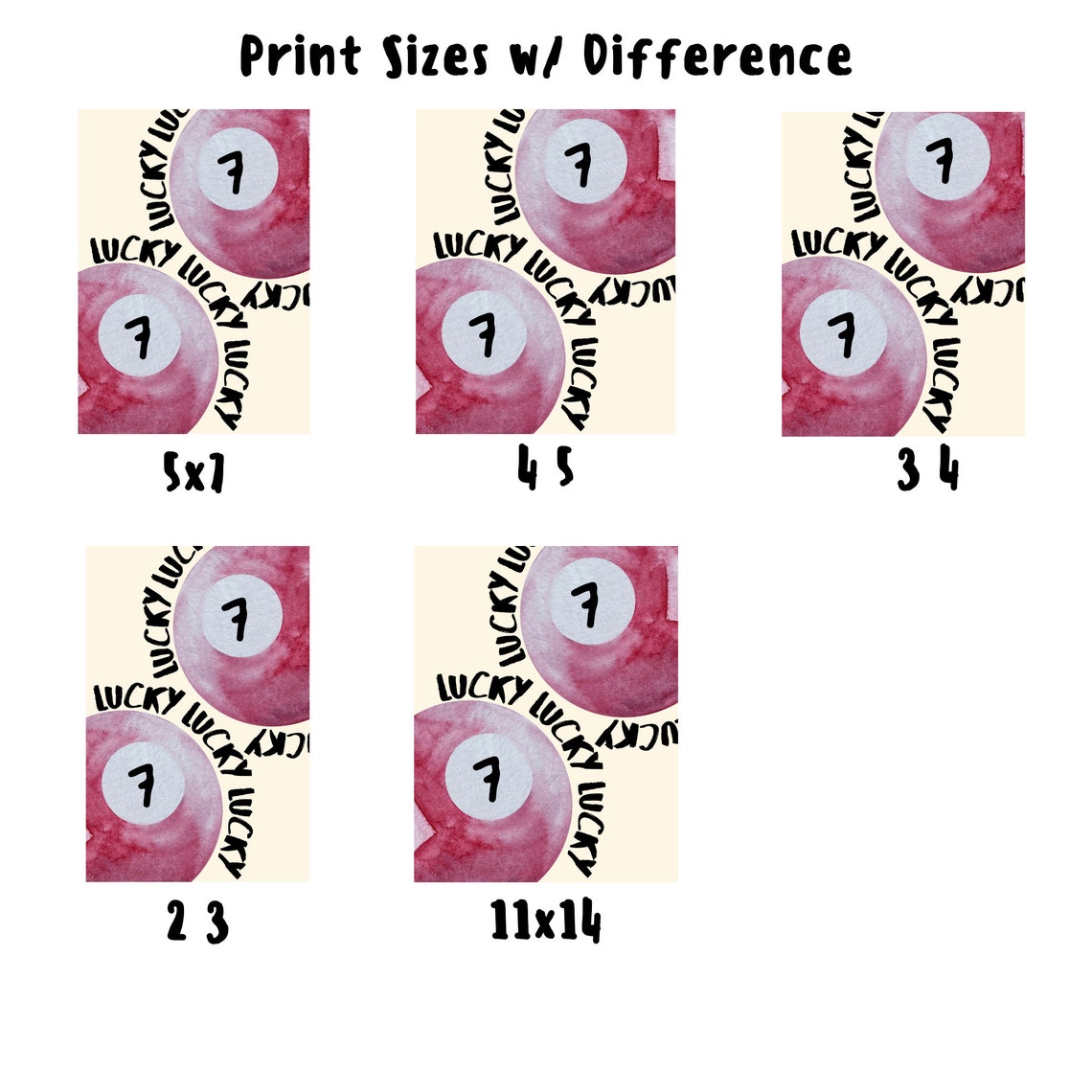 Vintage Pool Ball Print Retro Hand-drawn Wall Art Trendy Lucky 7 Ball ...