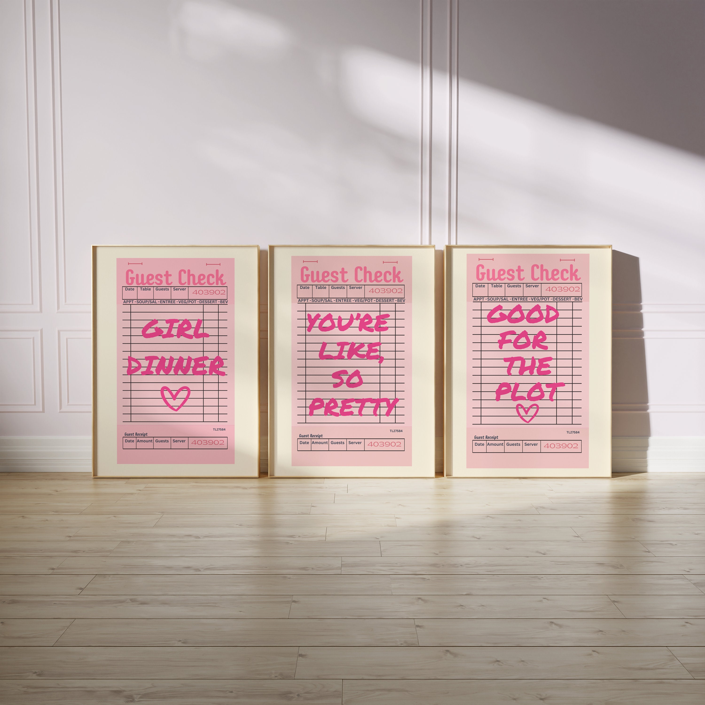 Guest Check Print Set of 3, Trendy Wall Art, You're so Pretty Print ...