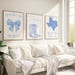Preppy Blue Austin Texas Set of 3, Trendy Hook Em Prints, Preppy Room ...