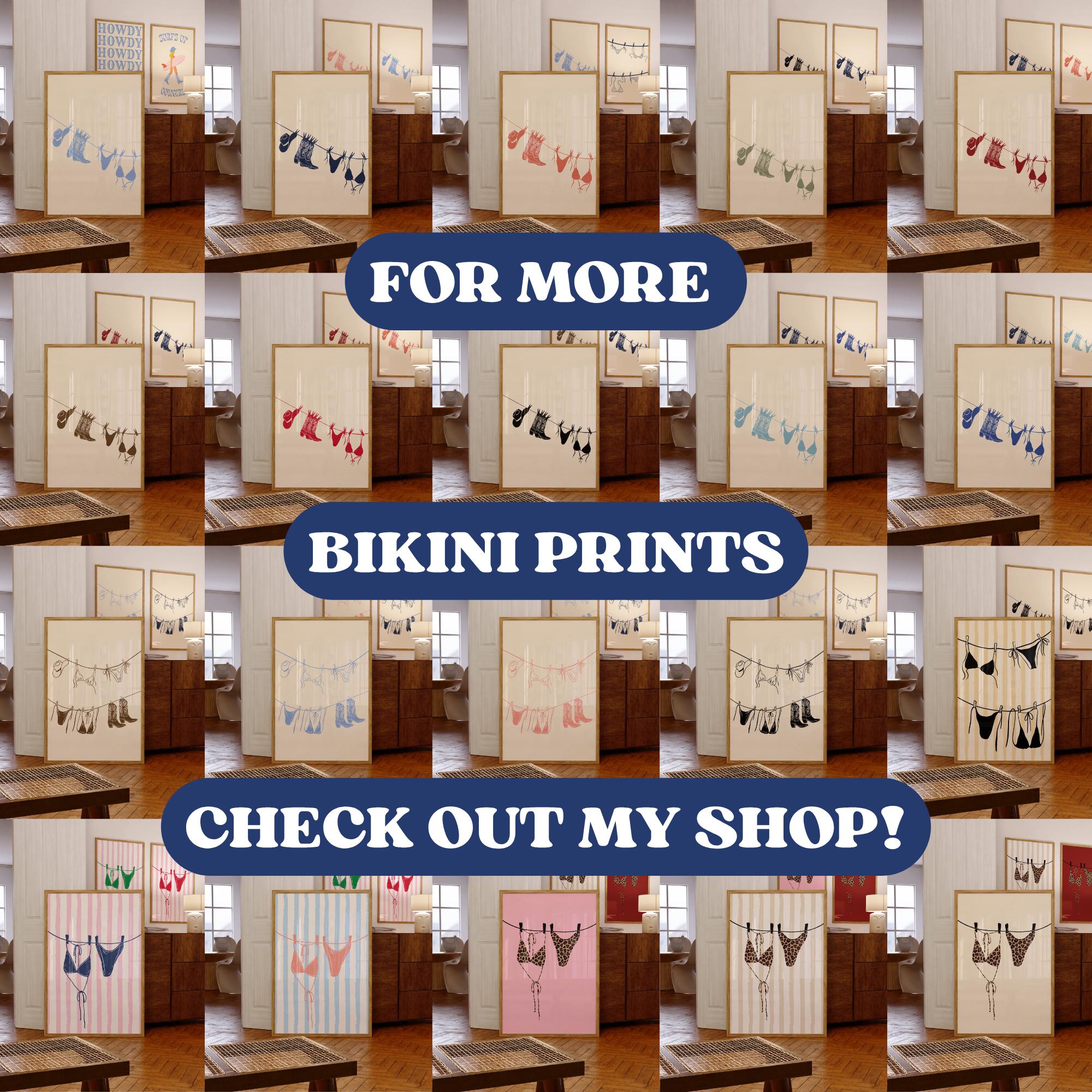 Bikini Art Print, Printable Red Bikini Beach Illustration, Bikini ...