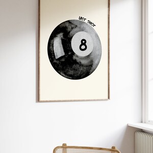 Vintage 8 Ball Art Retro Casino Print Vintage Pool Ball Print Hand ...