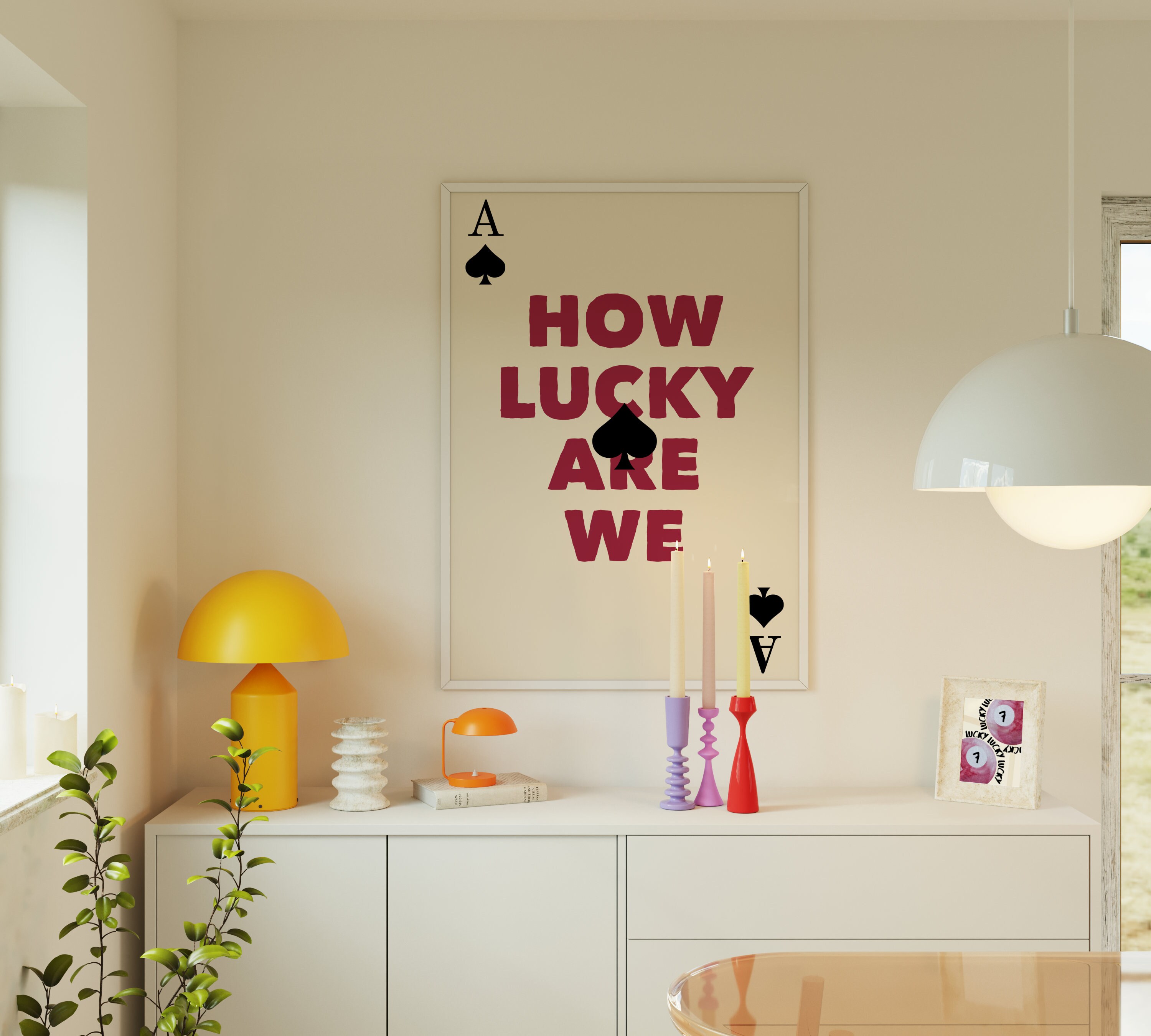 Red Trendy Ace of Spades Wall Art Print, How Lucky Are We Poster, Retro ...