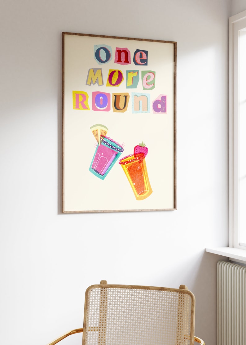 One More Round Print, Bar Cart Print, Y2K Aesthetic Print, Magazine ...