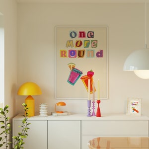 One More Round Print, Bar Cart Print, Y2K Aesthetic Print, Magazine ...