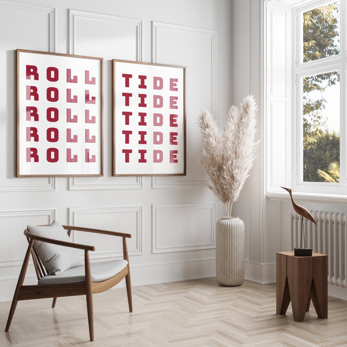 Alabama Crimson Art Set of 2 Roll Tide Art Dorm Decor Tuscaloosa ...
