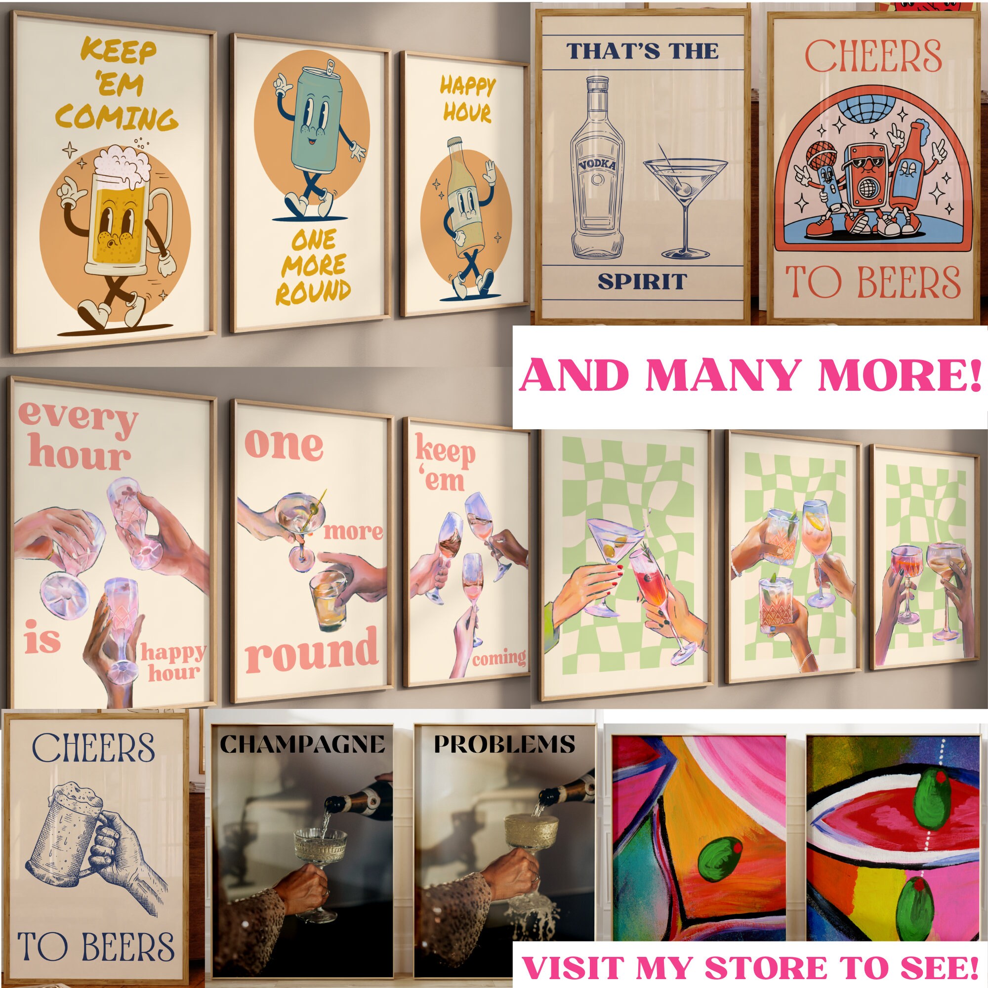 Bar Cart Wall Art Mega Bundle, Whole Shop Bundle, 200 Bar Cart Files ...