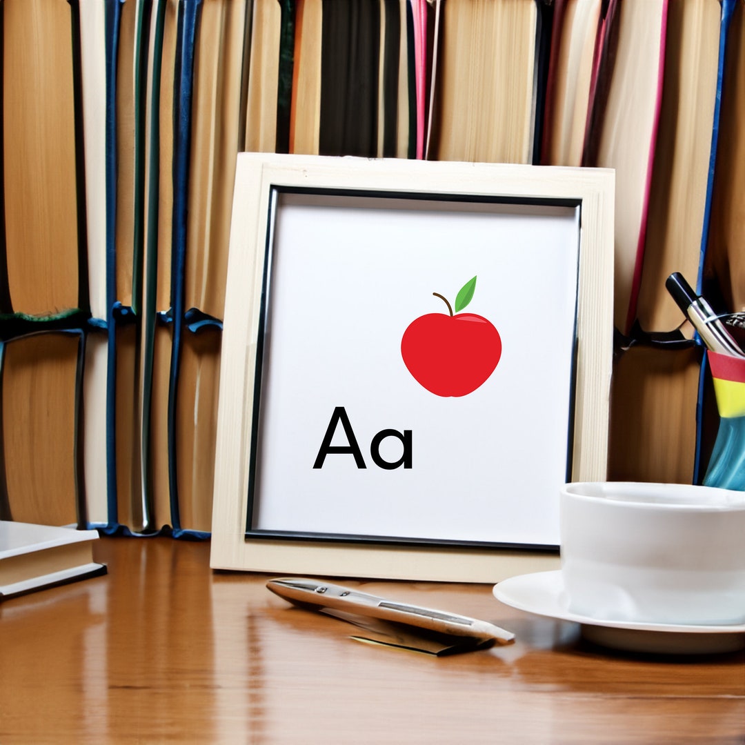 A for Apple, Educational Apple Card, Digital Work, Kids Educational ...