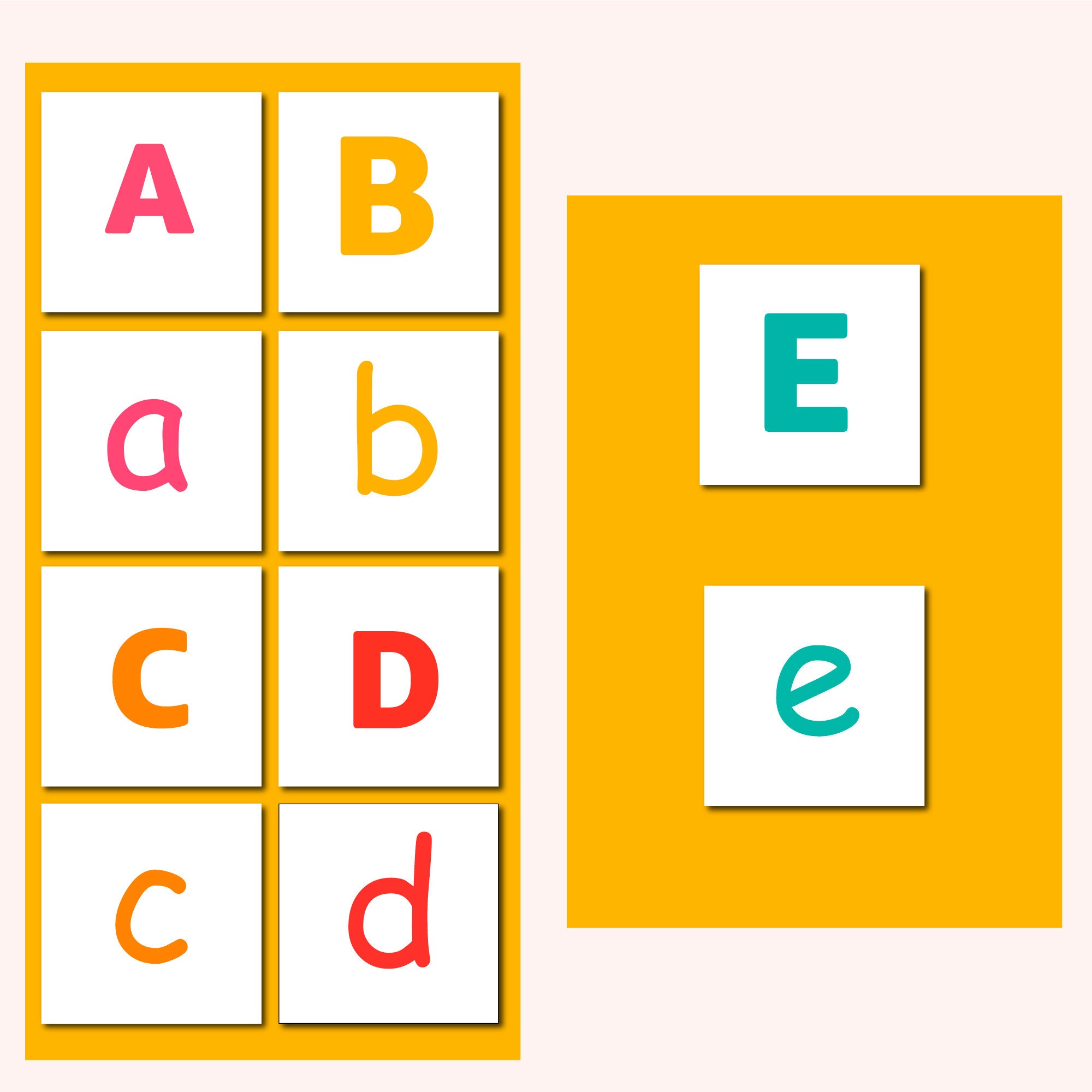 Tarjetas del alfabeto en mayúsculas y minúsculas imprimibles, juegos ...