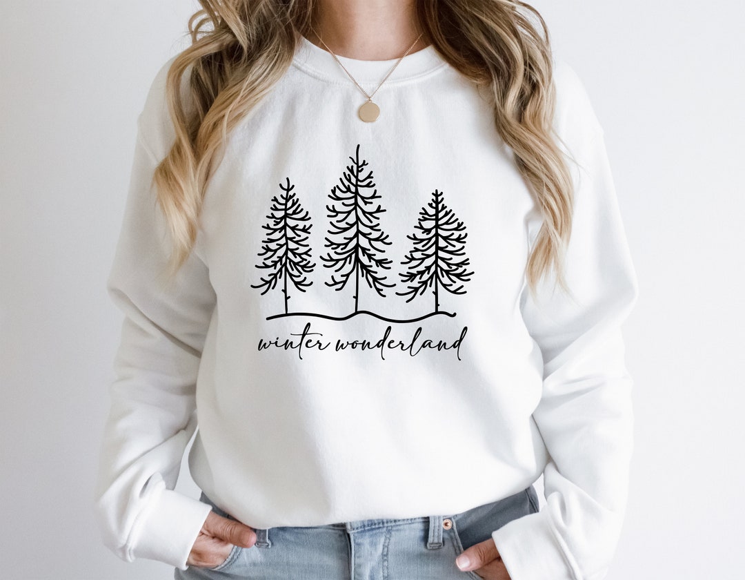 Winter Wonderland Sweatshirt, Snow Evergreen Trees Sweatshirt, Winter ...