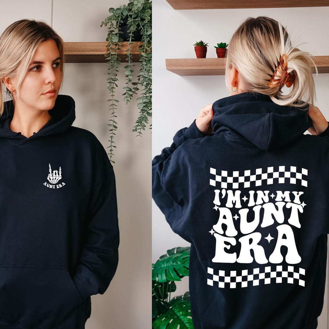 Aunt Era Hoodie: Retro Checkered Back Print Aunt Era Design - Etsy
