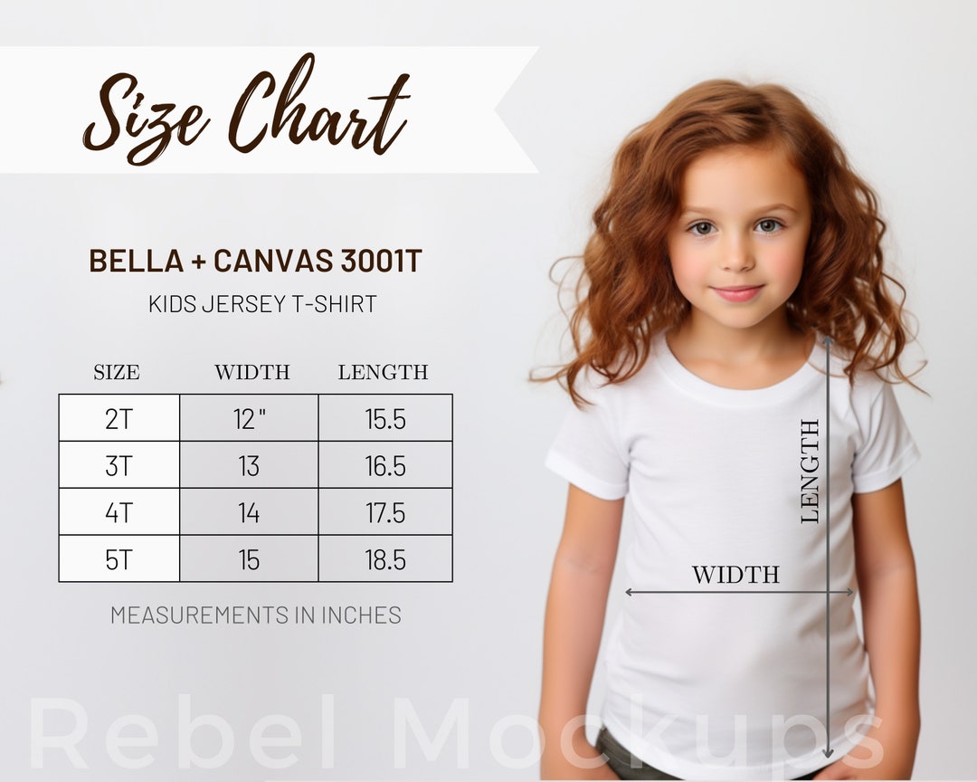 Toddler Size Chart Bella Canvas 3001T Size Chart Tshirt - Etsy