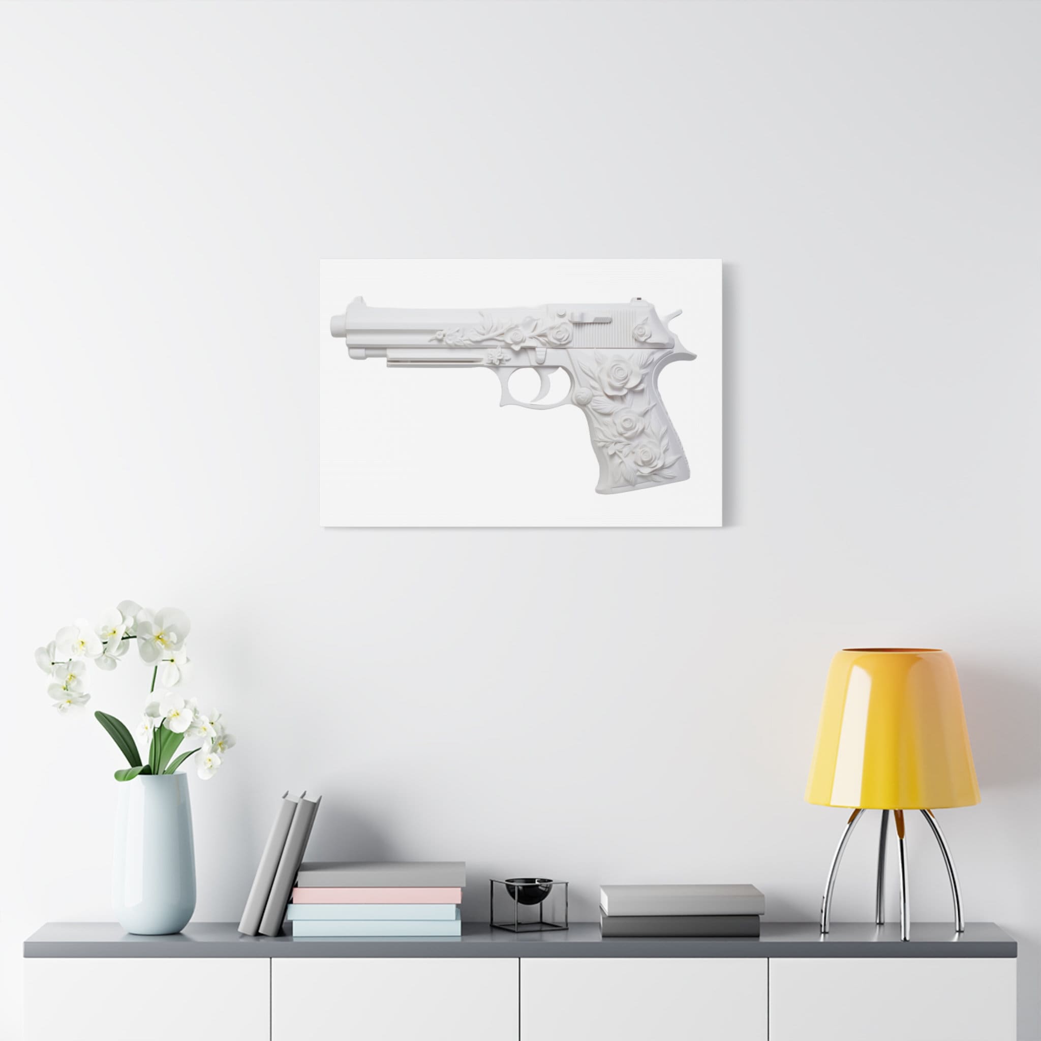 Minimalistic Art: Porcelain Gun on White Powerful Symbolism and ...