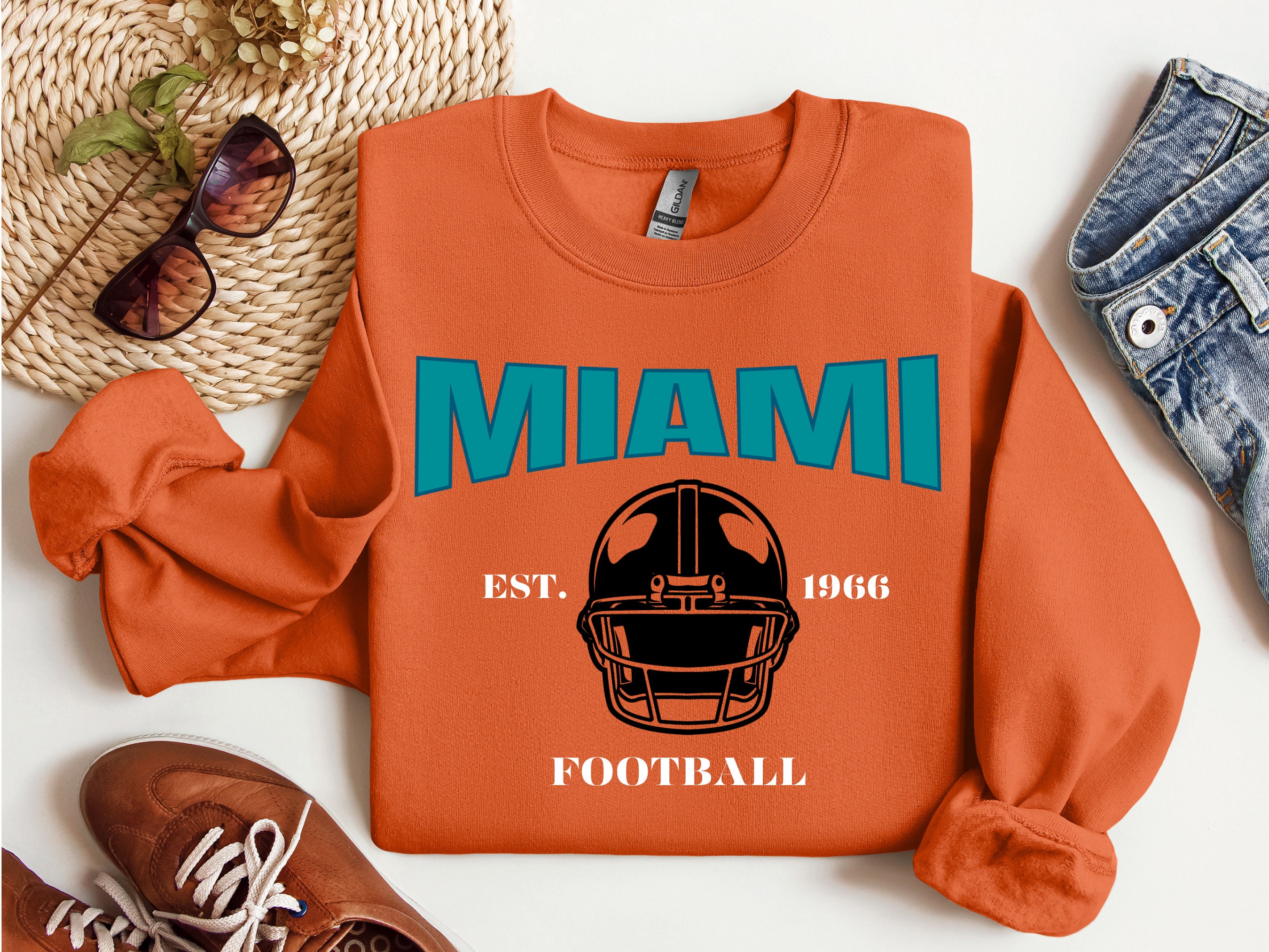 Miami Dolphins Sweatshirt Miami Football Sweatshirt Dolphins - Etsy