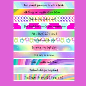 Digital Stickers, Motivational Quotes Pattern Strips, Inspirational ...