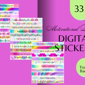 Digital Stickers, Motivational Quotes Pattern Strips, Inspirational ...