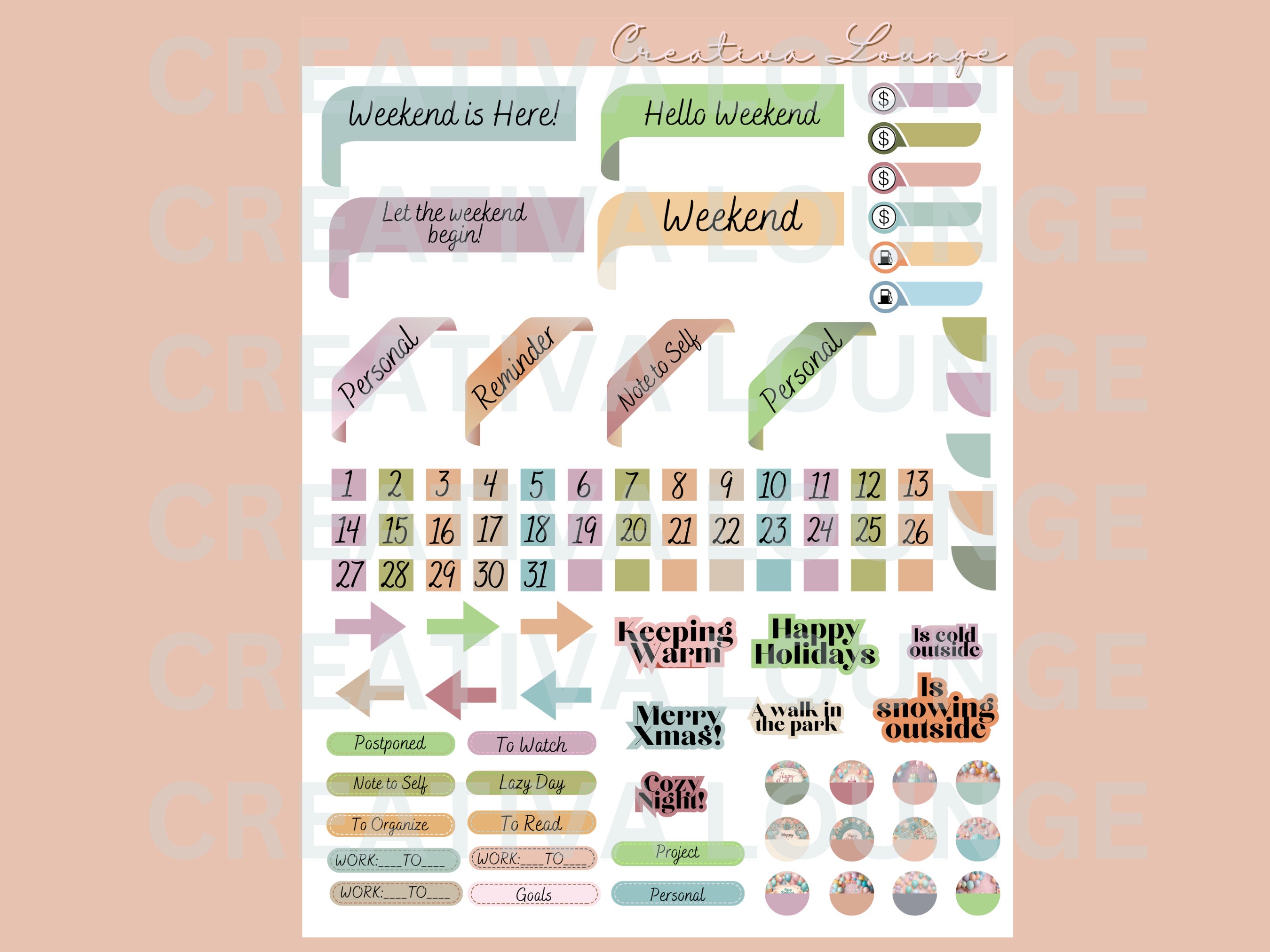 Happy Birthday Digital Planner Sticker, Transparent Background Digital ...