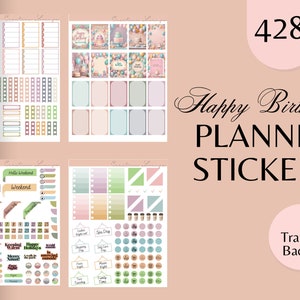 Happy Birthday Digital Planner Sticker, Transparent Background Digital ...