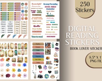 Digital Reading Stickers, Book Lover Stickers, Goodnotes Stickers ...