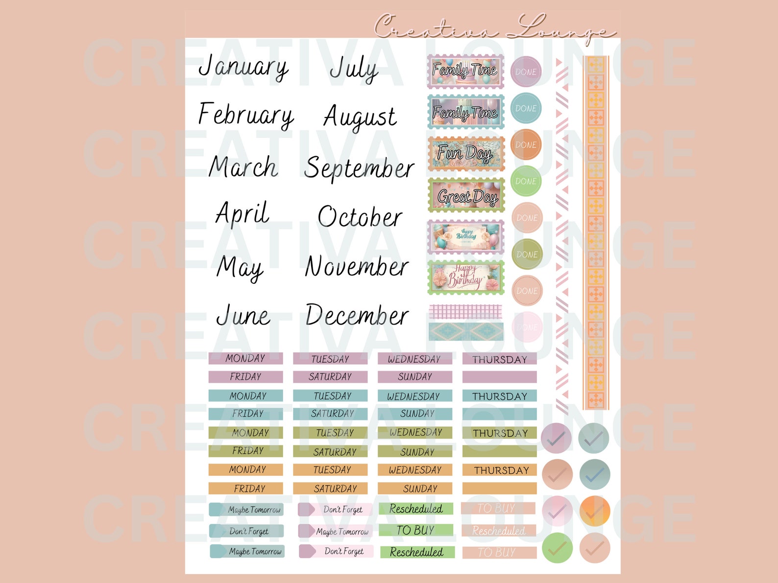 Happy Birthday Digital Planner Sticker, Transparent Background Digital ...
