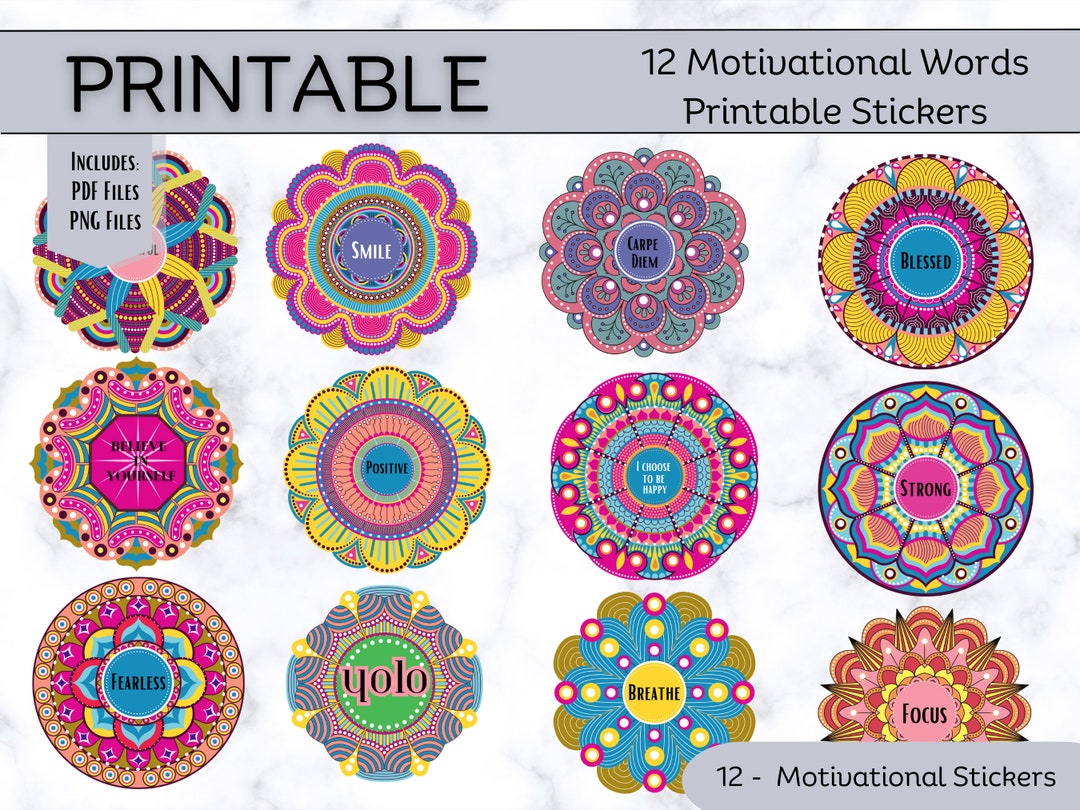 Mandala Stickers Vision Board and Journal Printable Stickers - Etsy