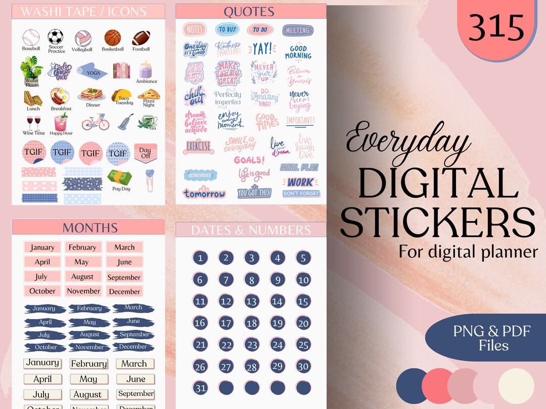 Digital Planner Stickers | Printable Stickers | Everyday Theme Stickers ...