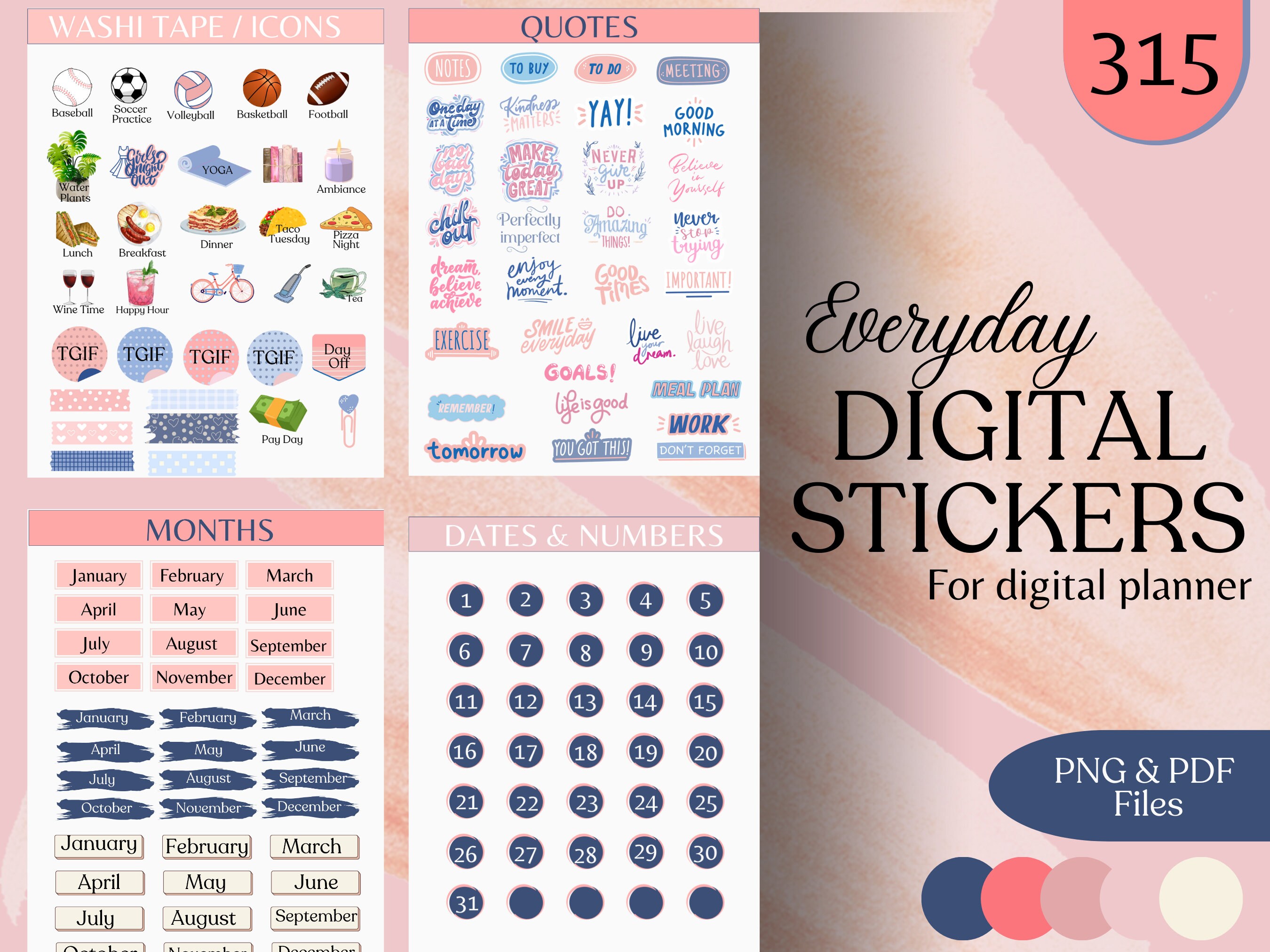 Digital Planner Stickers | Printable Stickers | Everyday Theme Stickers ...