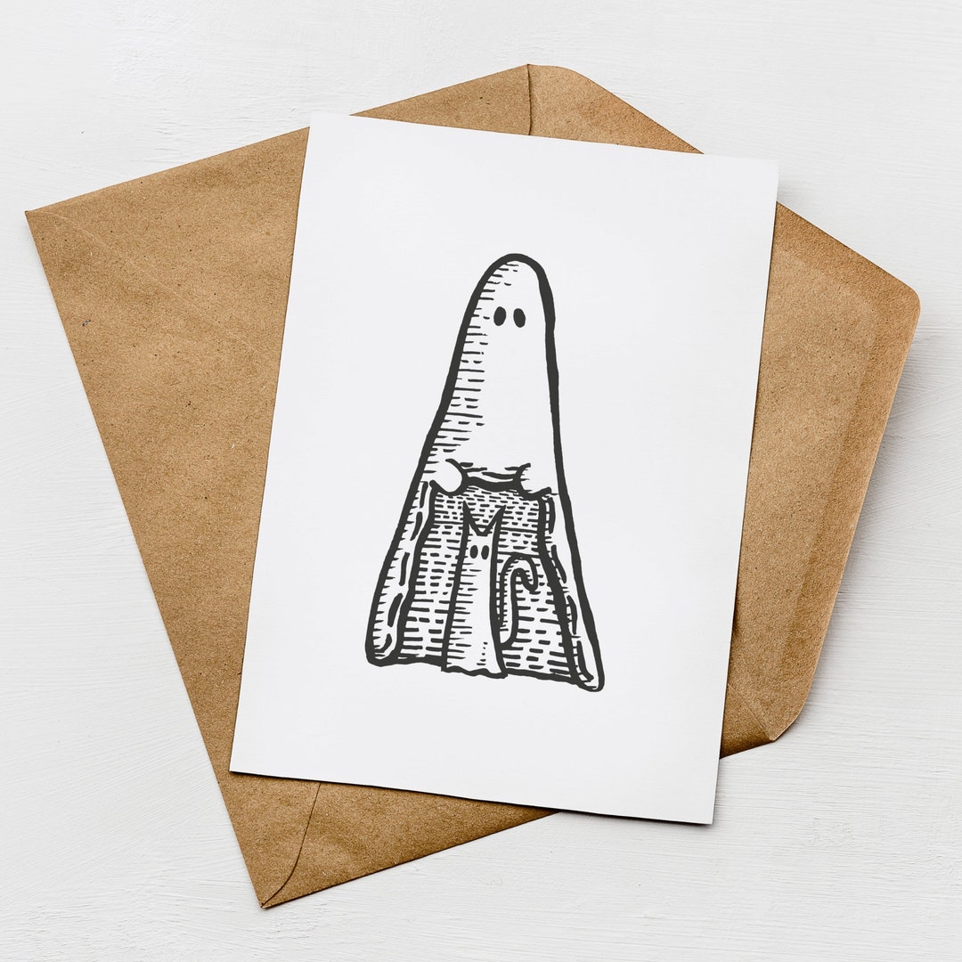 Whimsigoth Greetings: Flasher Ghost & Mischievous Kitten Greeting Card Cute Printable Digital ...
