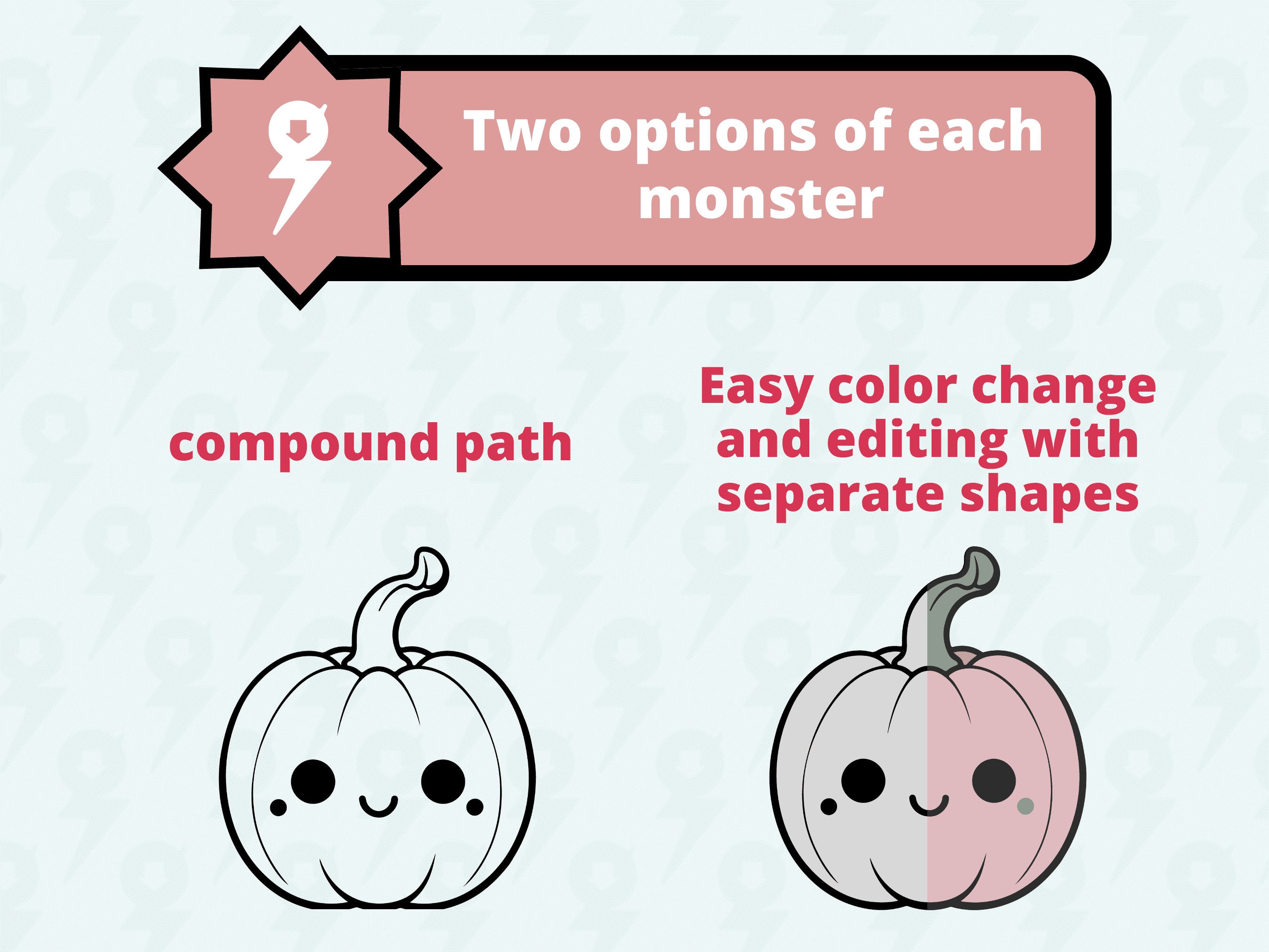 Cute Kawaii Vector SVG Halloween Clipart Bundle, Witch Cat, Jack O ...