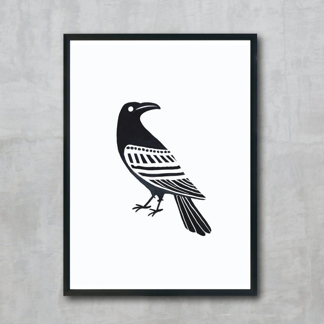 Primitive Raven Printable Wall Art Whimsigoth Decor Digital Prints